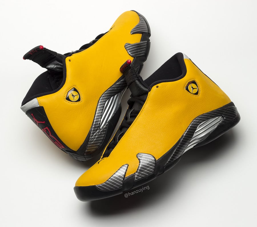 Dokładne zdjęcia nowych Air Jordan 14 „Yellow Ferrari”