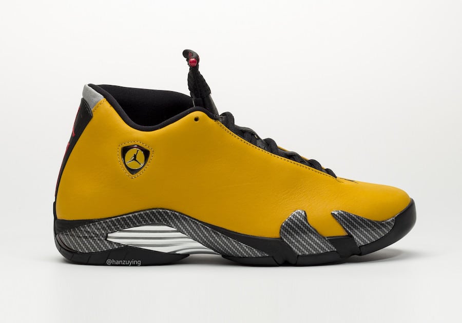 Dokładne zdjęcia nowych Air Jordan 14 „Yellow Ferrari”